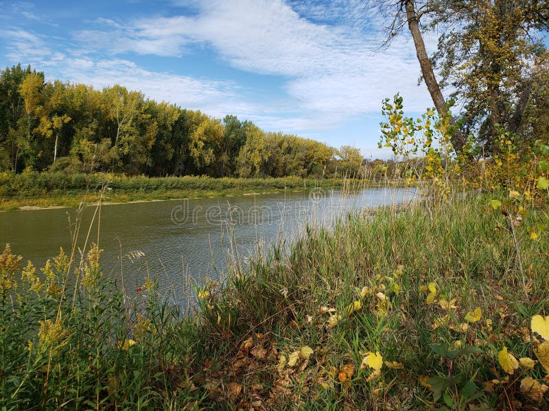 View of the Assiniboine River during the Fall at Beaudry Provincial ...