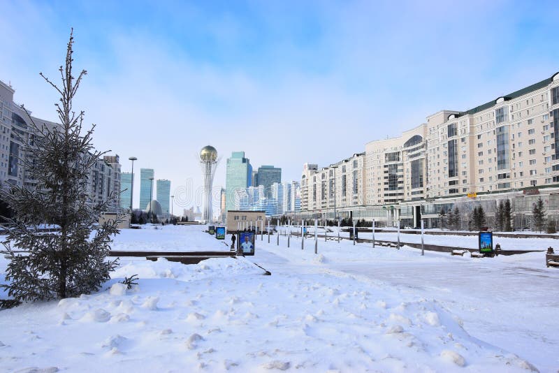 View in Astana in winter editorial stock image. Image of graphic - 50295214