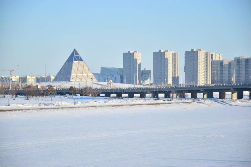 View in Astana in winter editorial stock image. Image of modern - 51713199