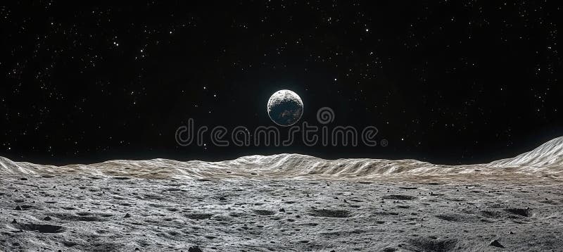 View from Asteroid Surface Lone Planet and Distant Nebula Across the ...