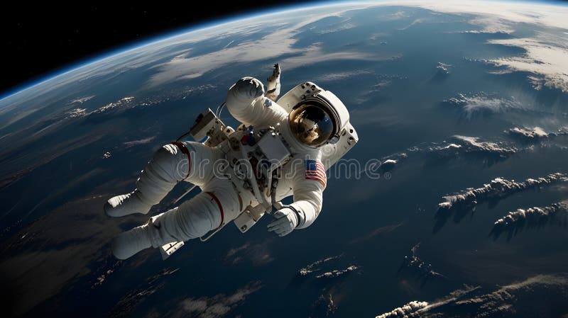 An Astronaut Floating in Space Stock Illustration - Illustration of ...