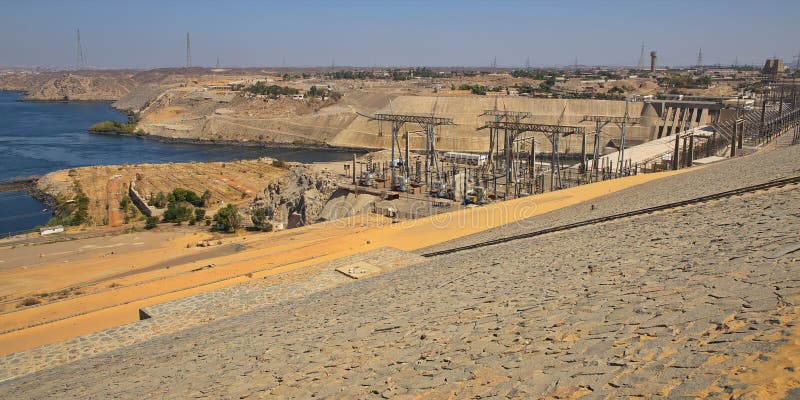 View from Aswan High Dam Near Aswan in Egypt Stock Photo - Image of ...