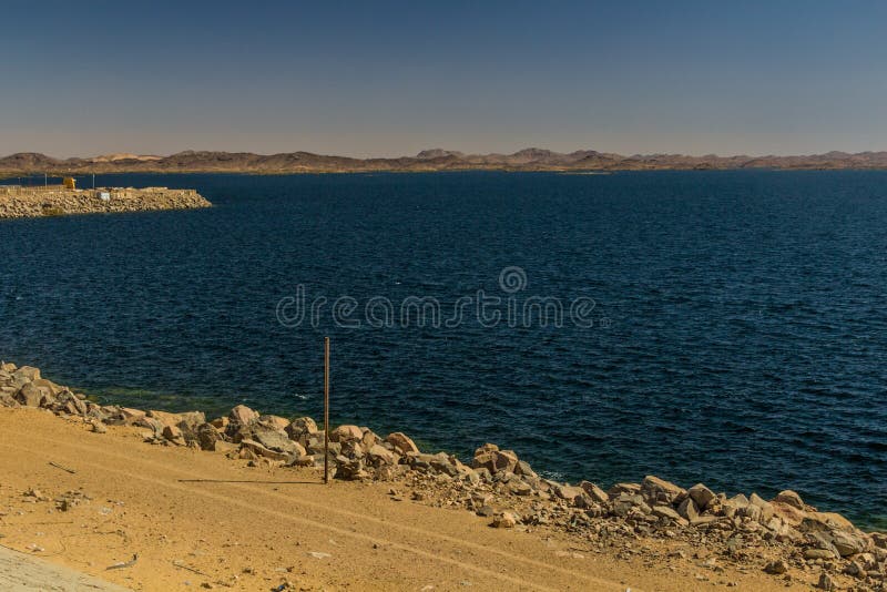 View of Aswan High Dam Reservoir from the Dam, Egy Stock Image - Image ...