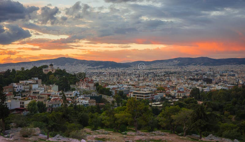 Acropolis at sunset stock photo. Image of greek, international - 13955734