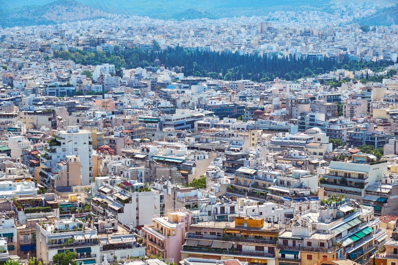 View of Athens from the Mountain Stock Image - Image of athens ...