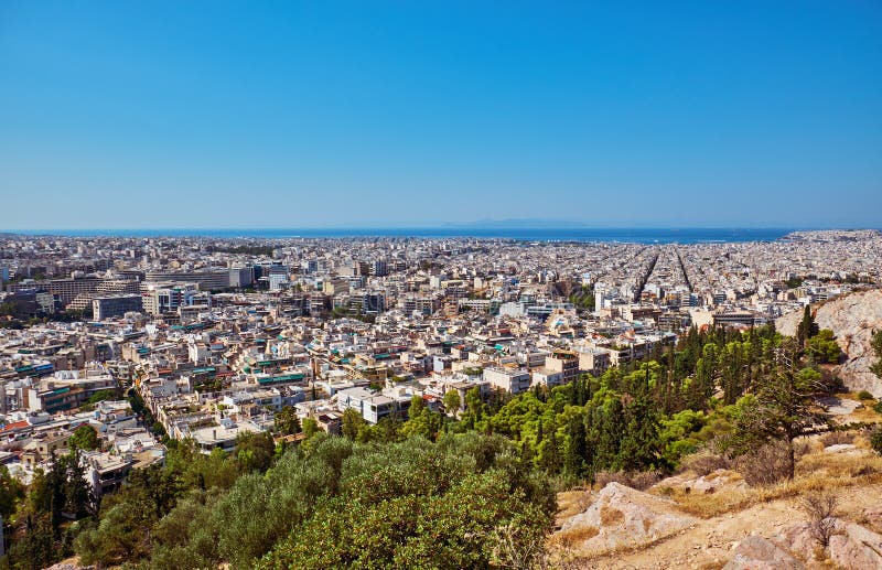 View of Athens from the Mountain Stock Photo - Image of greek, district ...