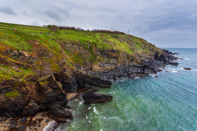 View of Atlantic Coast of Cornwall- Lizard Point, UK Stock Photo ...