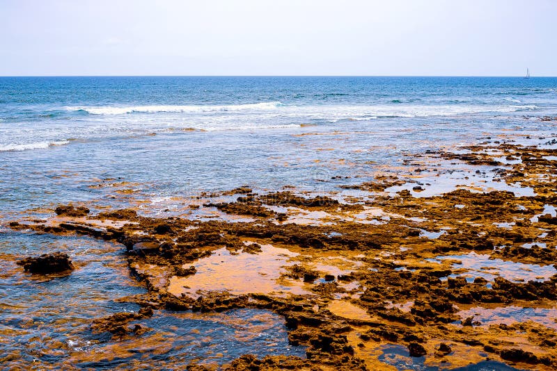 View of the Atlantic Coast in Tenerife. Beach, Volcanic Stones, Pebbles ...