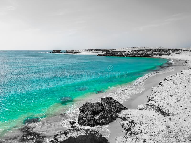 View of Atlantic Ocean from Sahara Desert at Dakhla, Moroccan Sahara ...