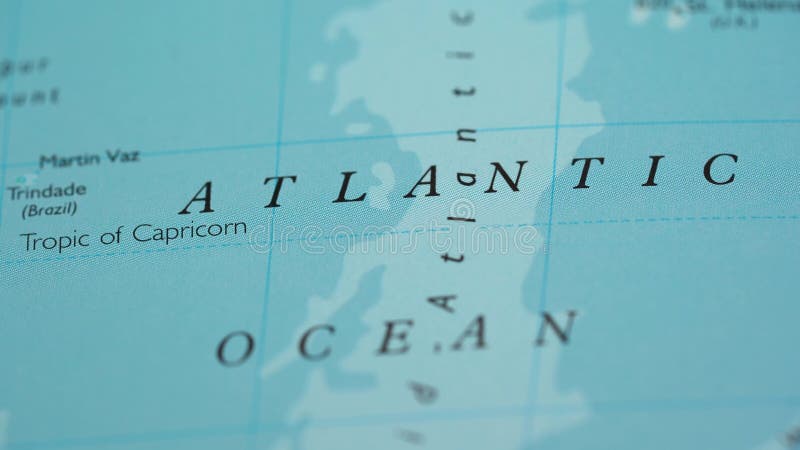 View of the Atlantic Ocean on a World Map 4K Stock Video - Video of ...