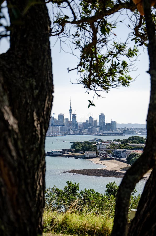 View of Auckland City from Devonport Beach Stock Photo - Image of ...