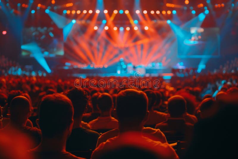 Crowd Enjoying a Live Concert with Vibrant Stage Lights Stock ...