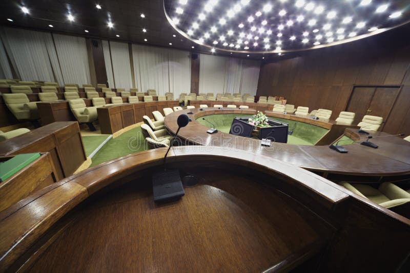 View on Auditorium with Table and Armchairs Stock Image - Image of ...