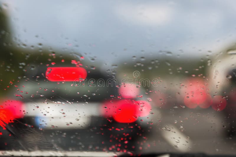 View on Autobahn Traffic through a Wet Windshield Stock Image - Image ...