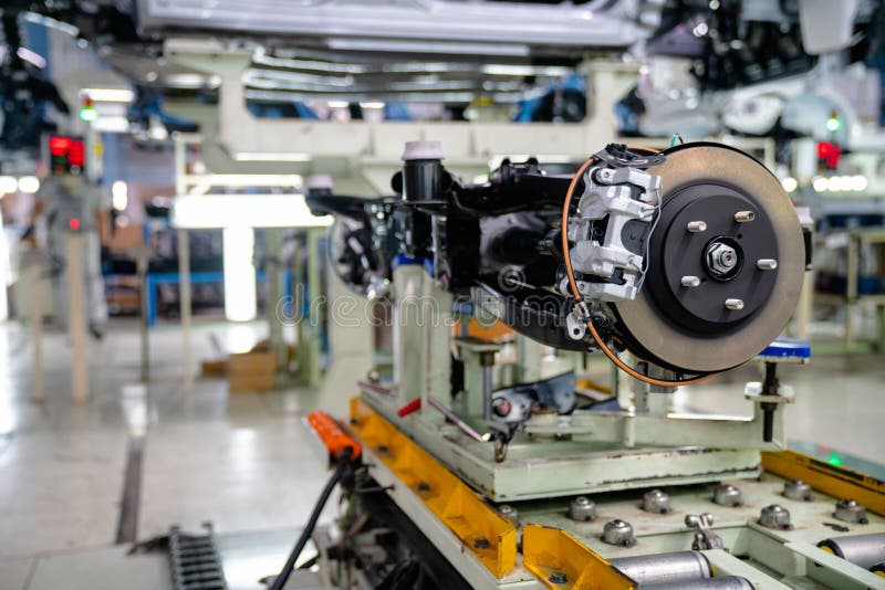 View of Automotive S Front Axle Module on Transfer Conveyor in Assembly ...