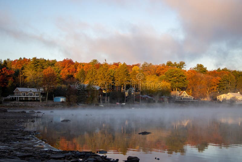 View of the Autumn Forest on the Lakeside. Stock Photo - Image of ...