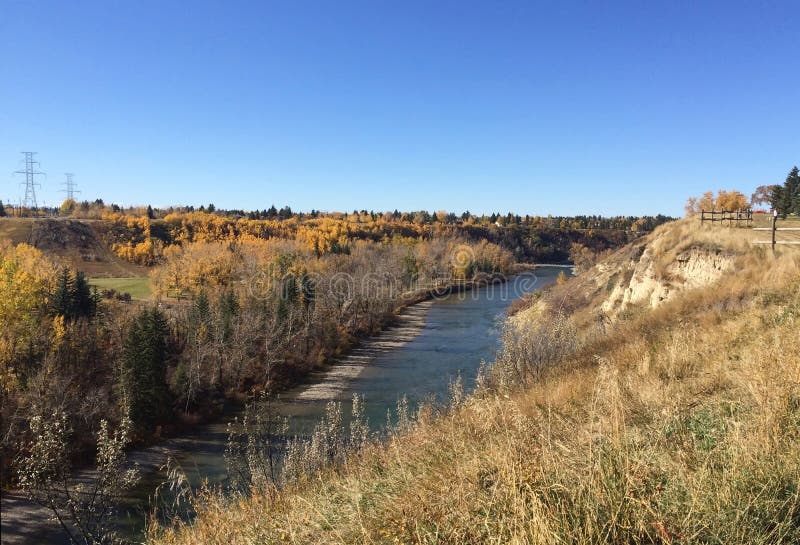 Autumn Landscape of the Sandy Beach Park of Calgary, Alberta, Canada ...