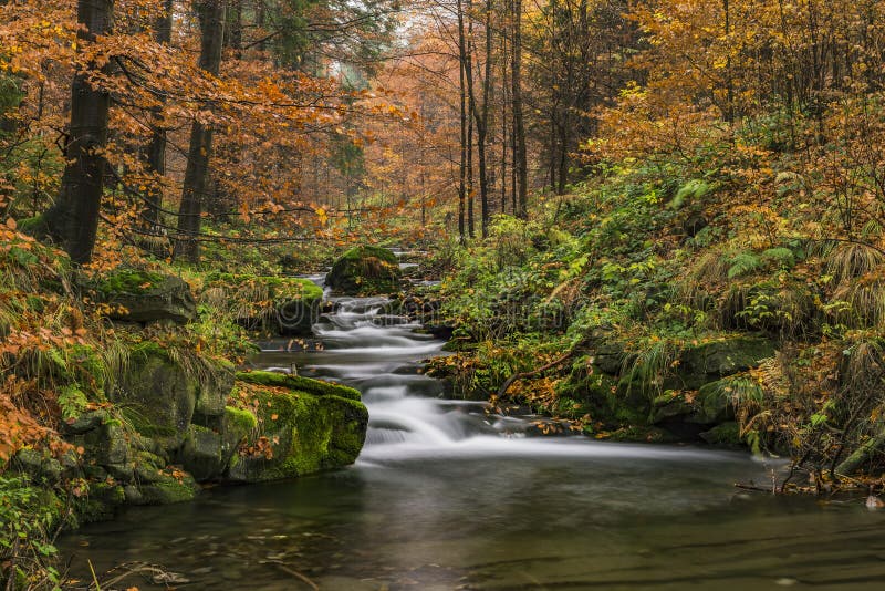 View of autumn waterfalls stock photo. Image of horizontal - 80635242