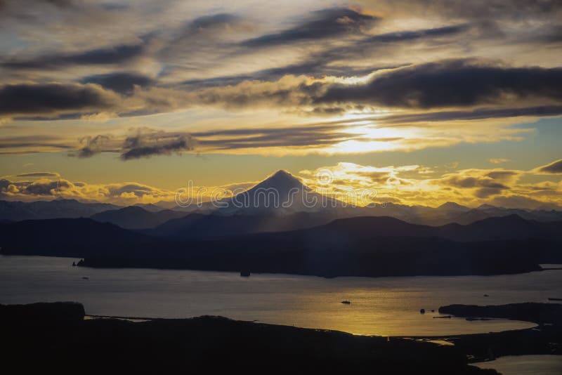 View of Avacha Bay at Sunset Stock Image - Image of east, scenery ...