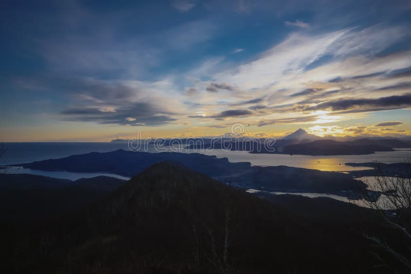 View of Avacha Bay at Sunset Stock Image - Image of east, scenery ...