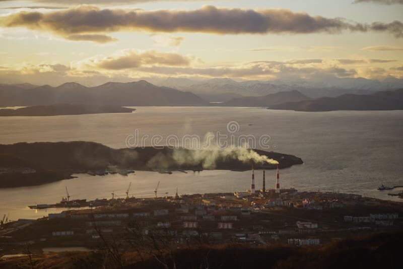 View of Avacha Bay at Sunset Stock Image - Image of east, scenery ...