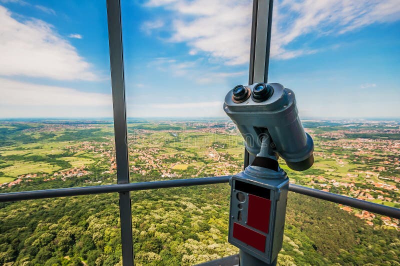 View from Tower with Binoculars Stock Image - Image of capital, avala ...