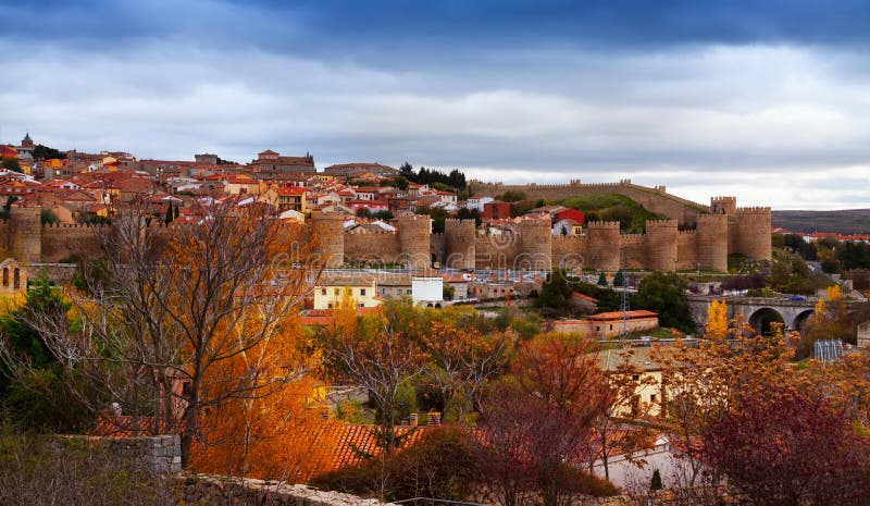 View of Avila with Town Walls in Autumn Stock Photo - Image of ancient ...