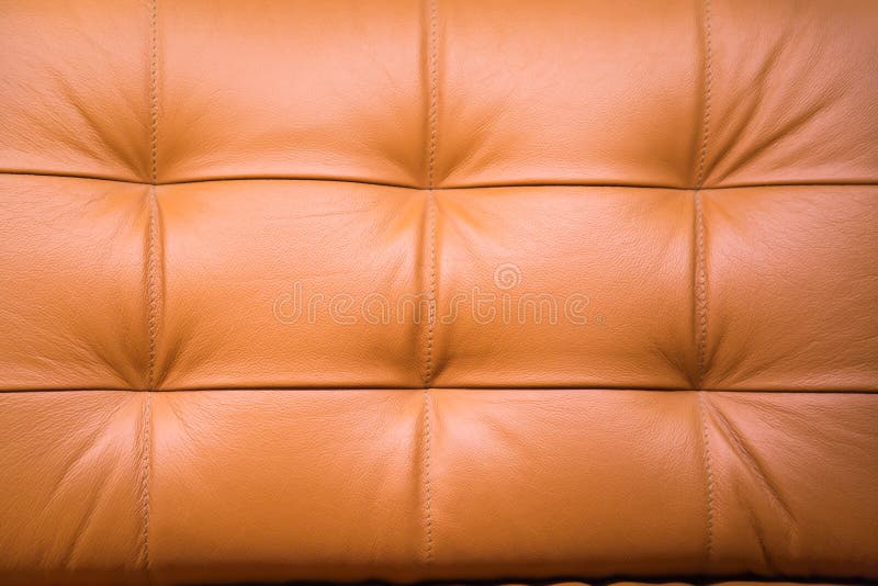 View of the Back of a Leather Sofa Light Brown Stitched Thread Bumps ...