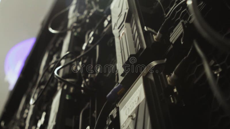 Back Panel of Powerful Servers Installed in the Rack of the Server Room ...