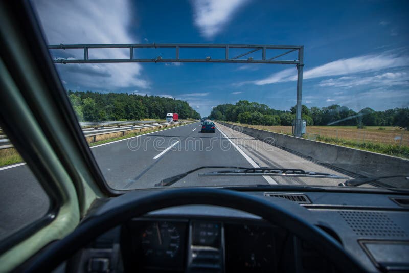View from the Back of the Steering Wheel Stock Image - Image of truck ...