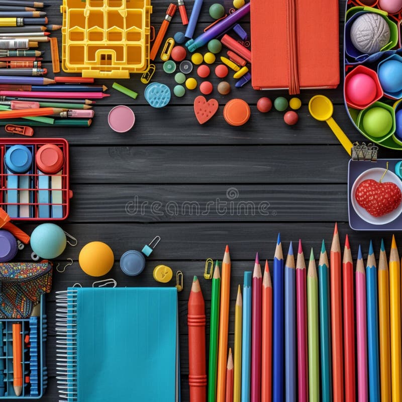 View Back To School Supplies Background Education Essentials in Array ...