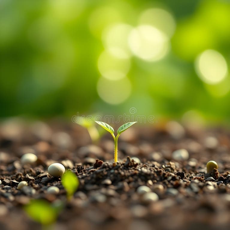 A Background with Stylized Seeds Sprouting and Growing Stock ...