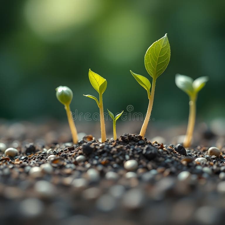 A Background with Stylized Seeds Sprouting and Growing Stock ...