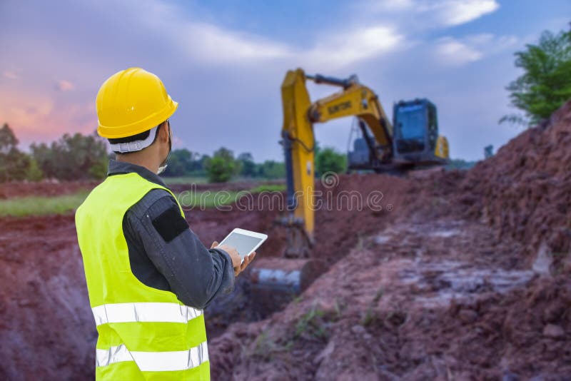 View of the Backhoe Was Digging a Pit in the Ground Stock Image - Image ...