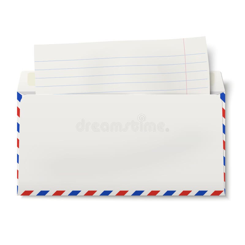View of Backside of Opened DL Air Mail Envelope with Lined Paper Inside ...