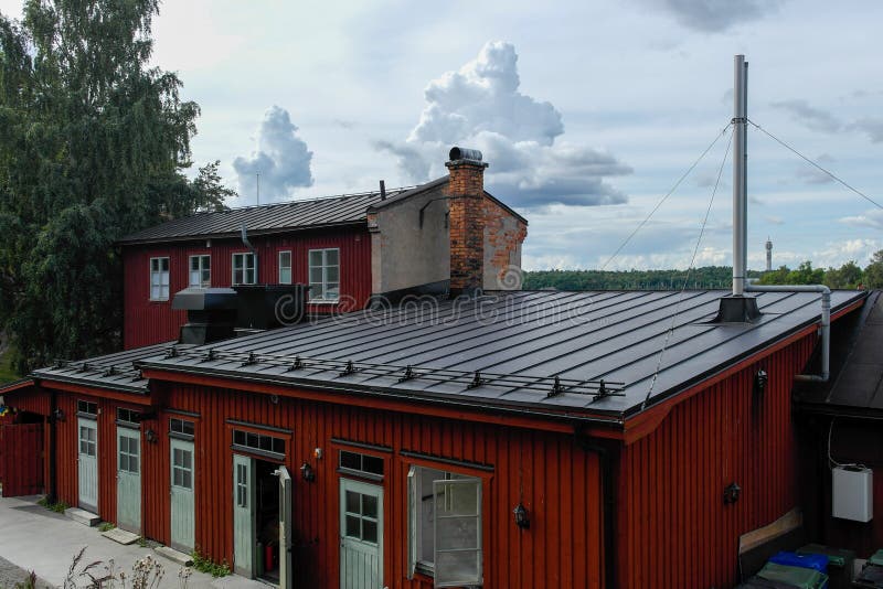 View of the Backside of a Restaurant Building in the Archipelago Stock ...