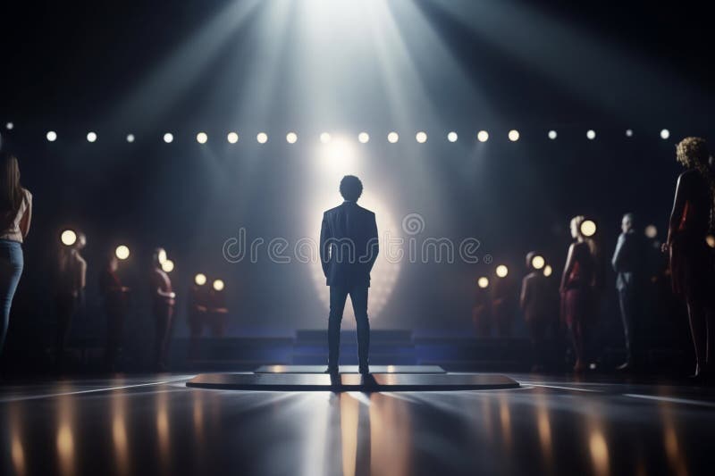 View from the Backstage: TV Show Host or Contestant on Stage Stock ...