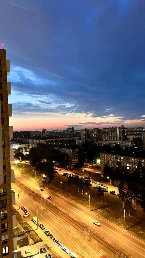 View of the Backyard of an Apartment Building during Sunset Stock Image ...