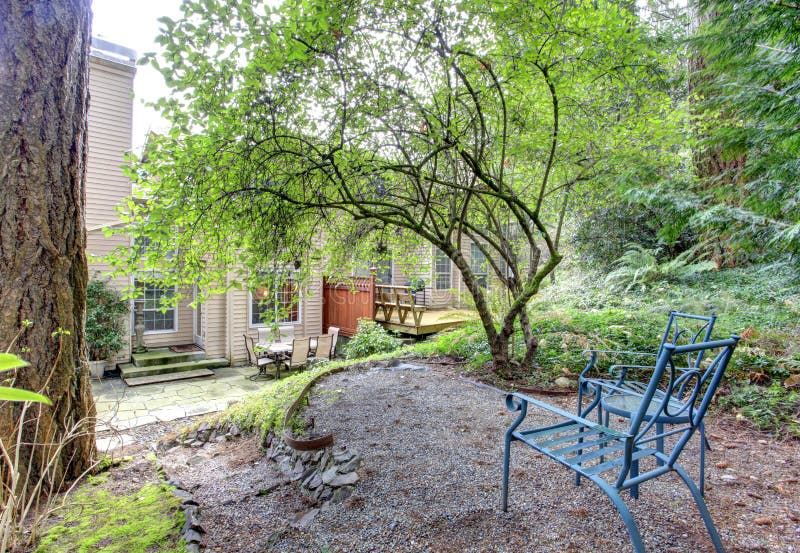 View of Backyard Patio Area from a Garden Hill Stock Photo - Image of ...
