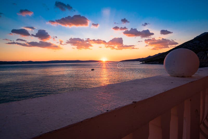 View from Balcony on the Sunset Over the Sea Stock Photo - Image of ...