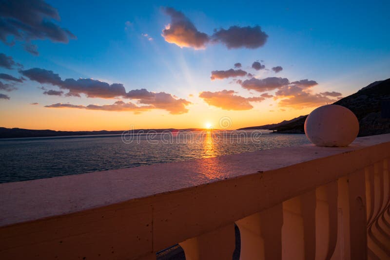 View from Balcony on the Sunset Over the Sea Stock Image - Image of ...