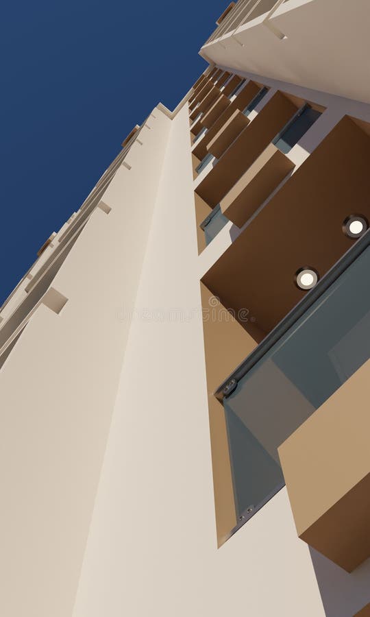 View of Balcony with Window Modern Hotel Render Stock Illustration ...