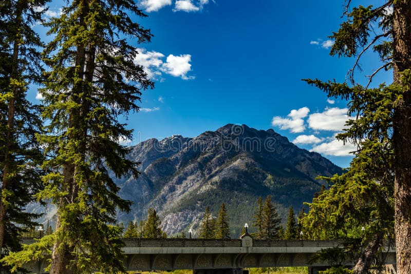 The Banff Avenue Bridge in Banff National Park Stock Image - Image of ...