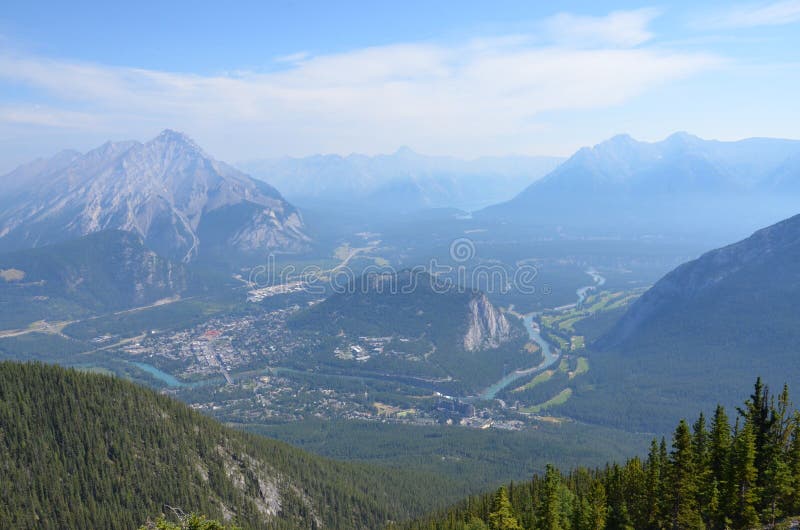 View of Banff from Banff Gondola Stock Photo - Image of summer, alberta ...