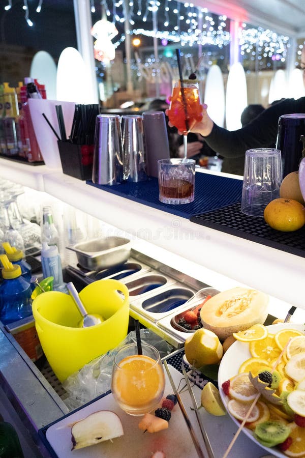View of the Bar from the Inside of a Bar Counter Stock Photo - Image of ...