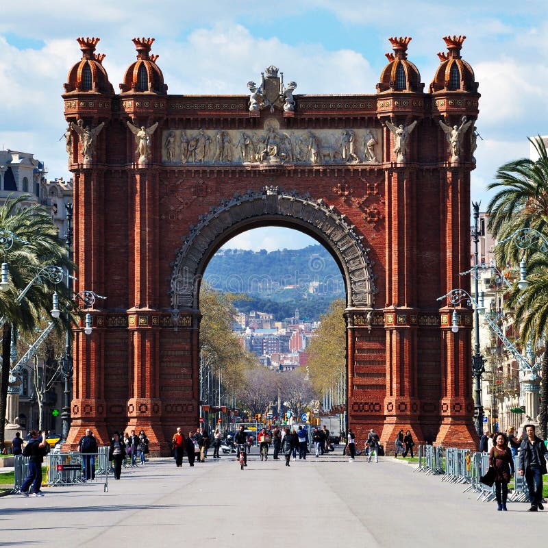 View of Barcelona, Spain. Arc De Triomf Editorial Photo - Image of ...