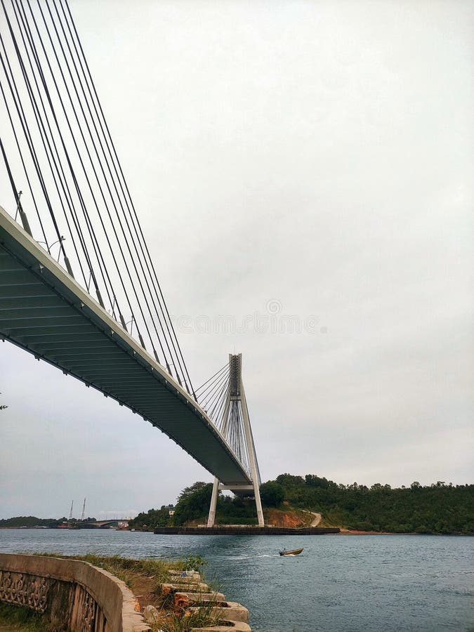 View of the Barelang Bridge from Below on a Cloudy Afternoon Stock ...