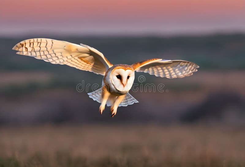 A View of a Barn Owl in Flight Stock Illustration - Illustration of ...
