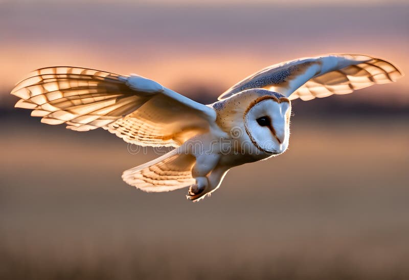 A View of a Barn Owl in Flight Stock Illustration - Illustration of ...