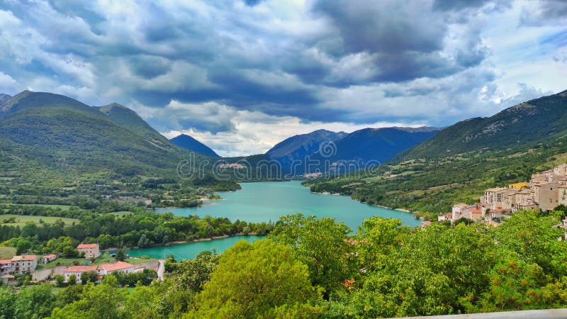View of Barrea and Its Namesake Lake in Abruzzo. Stock Image - Image of ...
